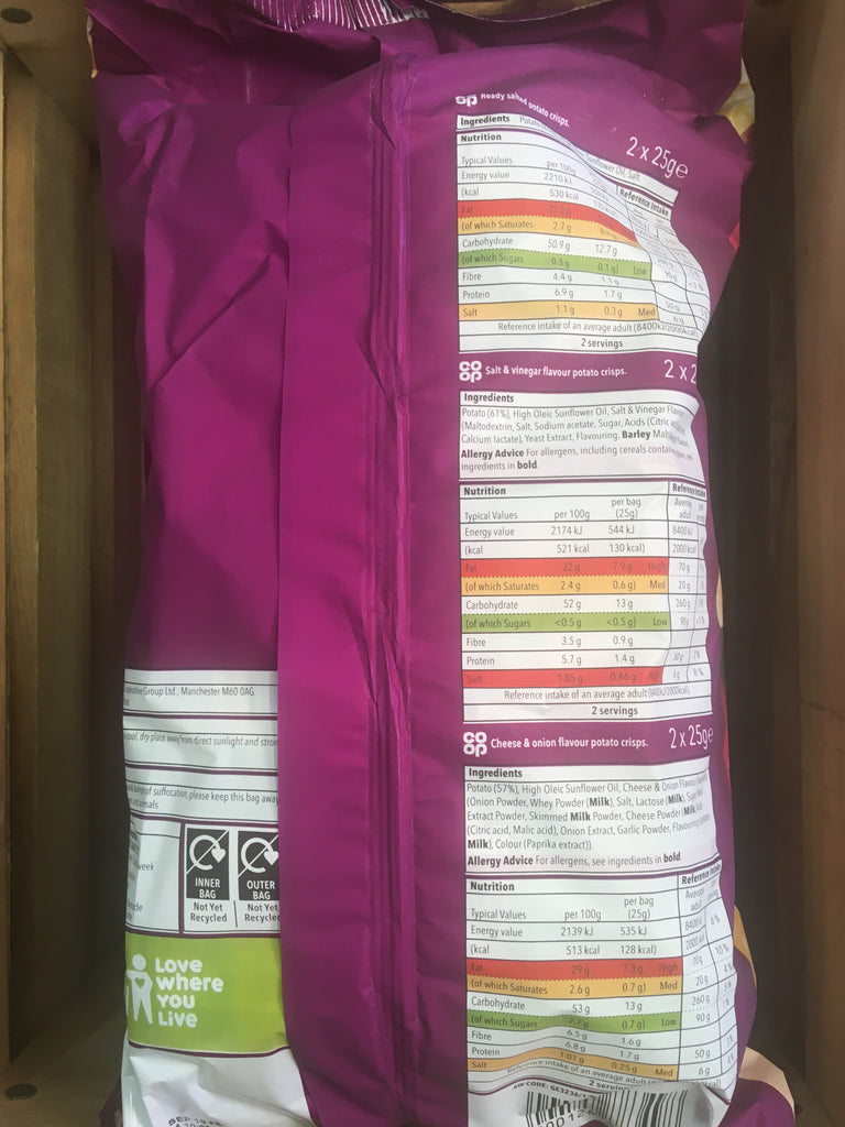 12x Co-Op Assorted Crisps (2 Packs of 6x25g) & Low Price Foods Ltd