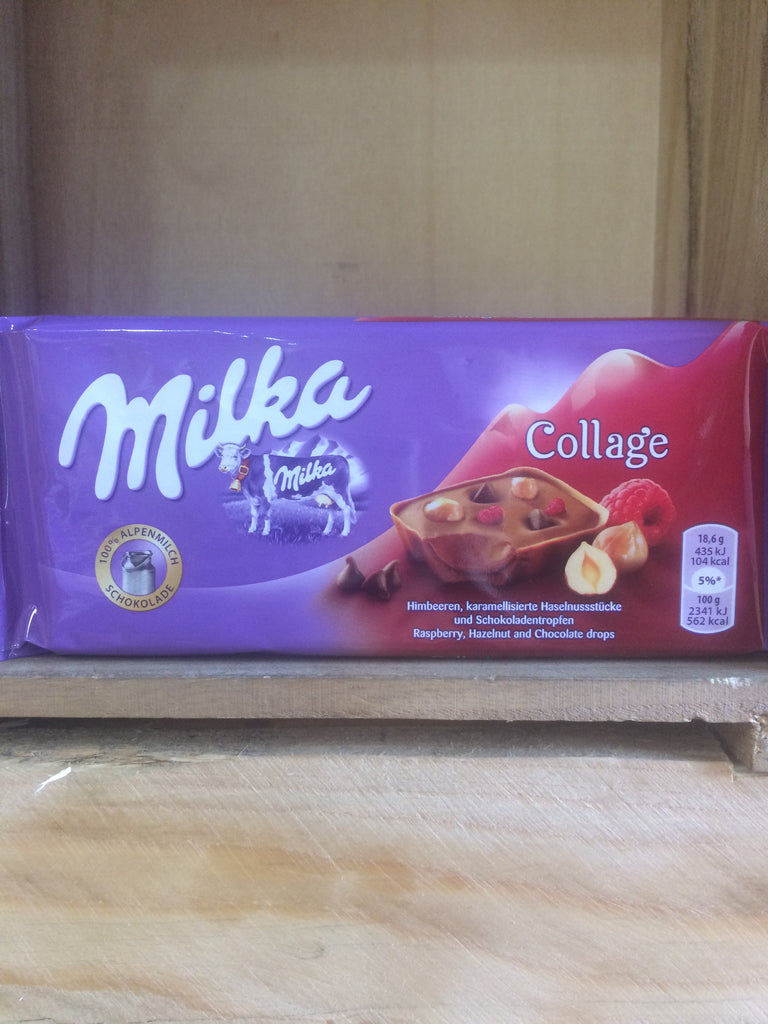Milka Collage Raspberry, Hazelnut and Chocolate Drops Chocolate Bar 93 ...