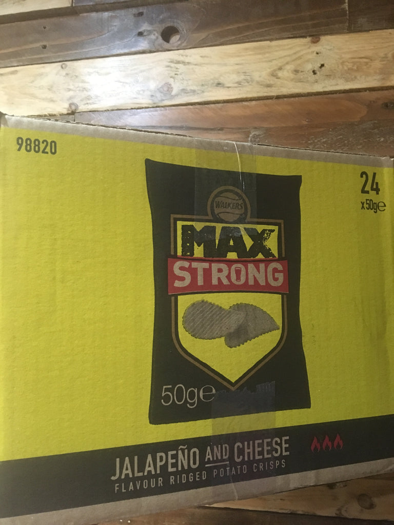 24x Walkers Max Strong Jalapeño & Cheese Crisps Box (24x50g) & Low ...
